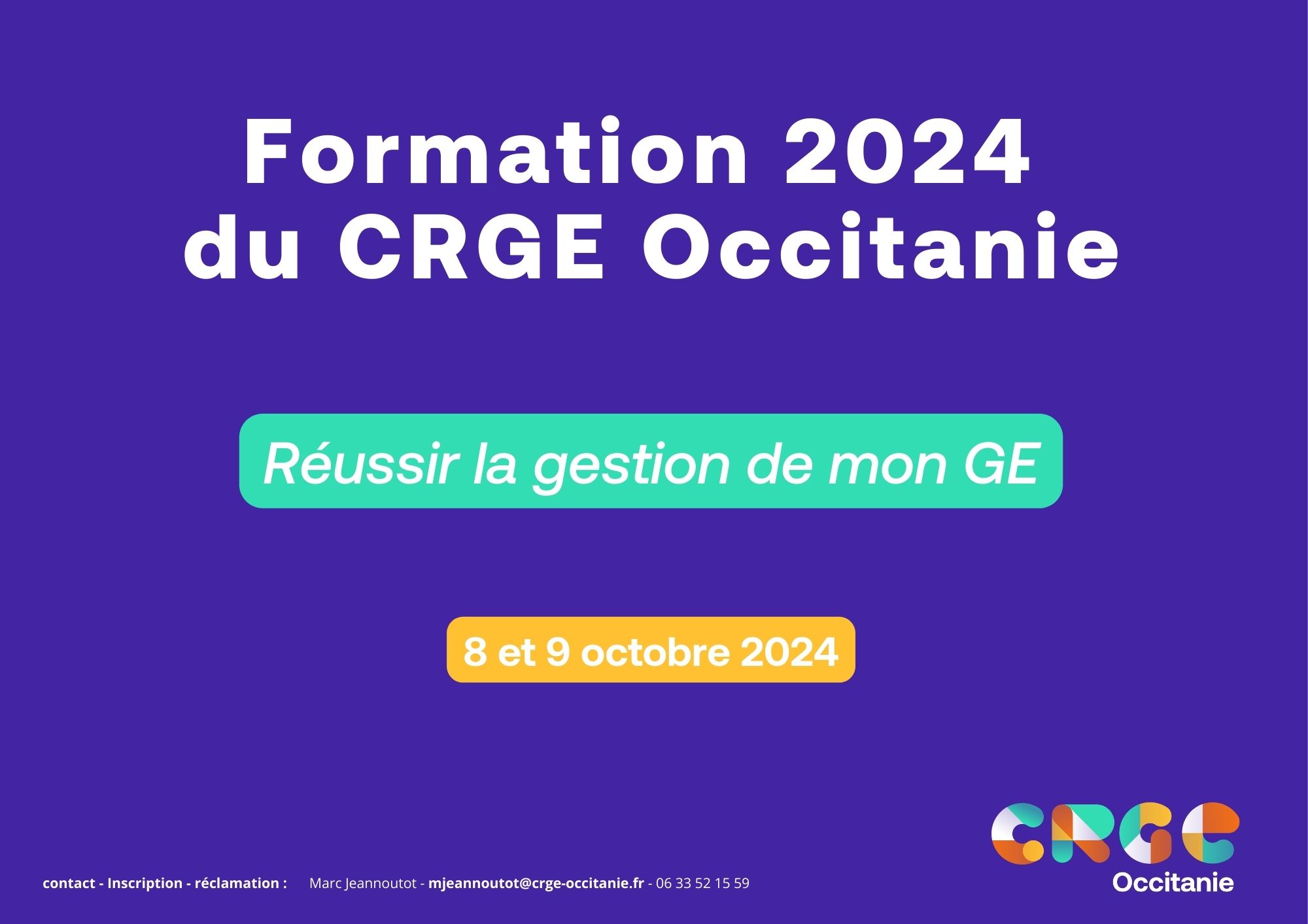 Formation : Réussir la gestion de mon GE – 8&9 octobre 2024 - CRGE ...